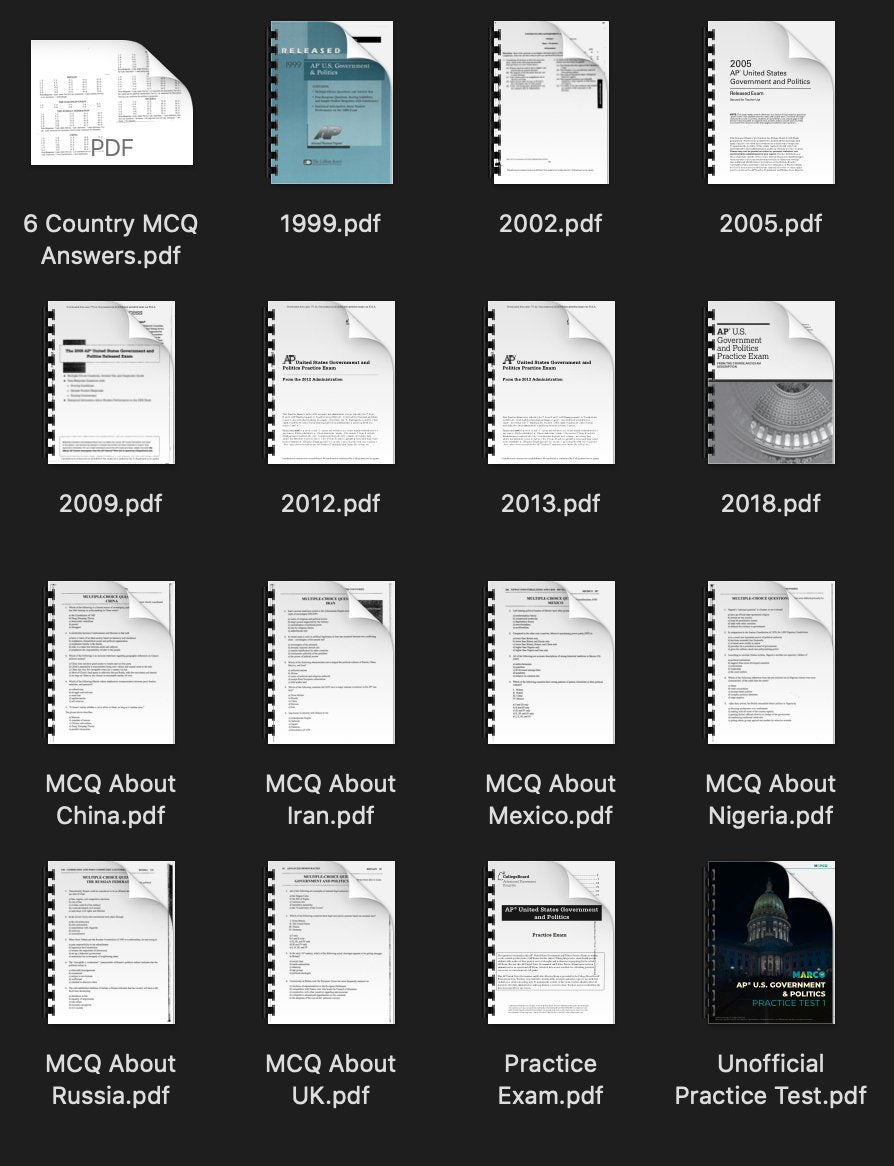 AP US Government - 16 Official Full Exam Papers with MCQ from Year 199 ...