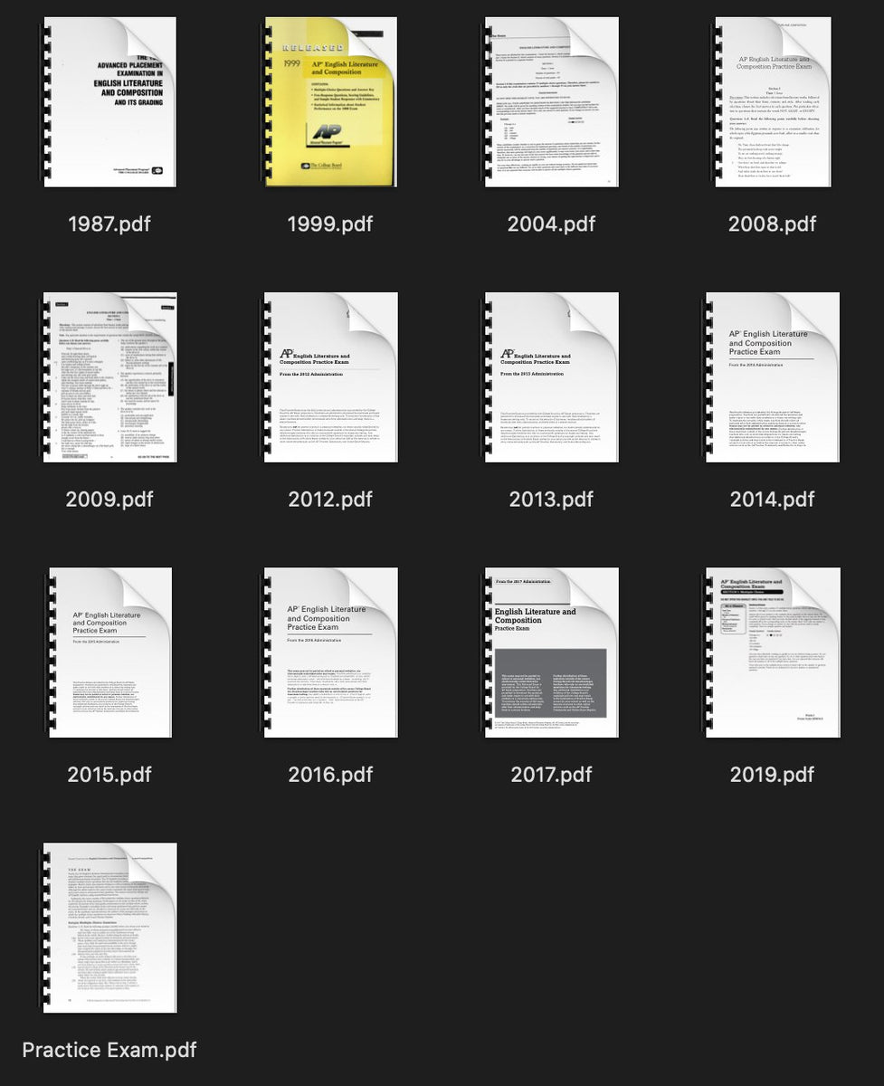 AP English Literature - 13 Official Full Exam Papers with MCQ from Yea ...